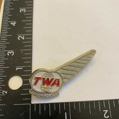 TWA Airlines Junior Hostess Badge Pin Vintage Flying Trans World ...