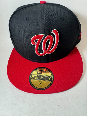New Era 59Fifty Men's MLB Washington Nationals Black Red Fitted Cap 7 ...
