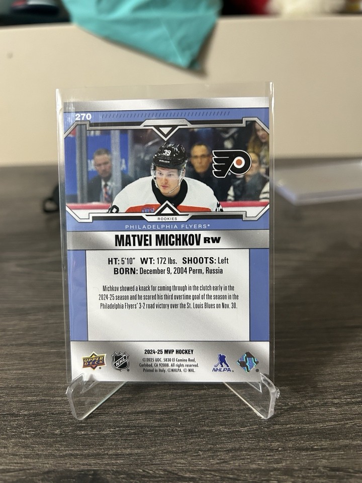 2024-25 UPPER DECK MVP MATVEI MICHKOV ROOKIE REDEEMED SSP FLYERS | eBay