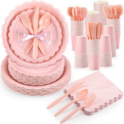 350 Pcs Light Pink Plates and Napkins, 50 Guest Spring Party Supplies ...
