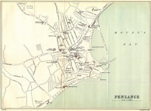 PENZANCE vintage town/city plan. Cornwall. WARD LOCK 1897 old antique ...