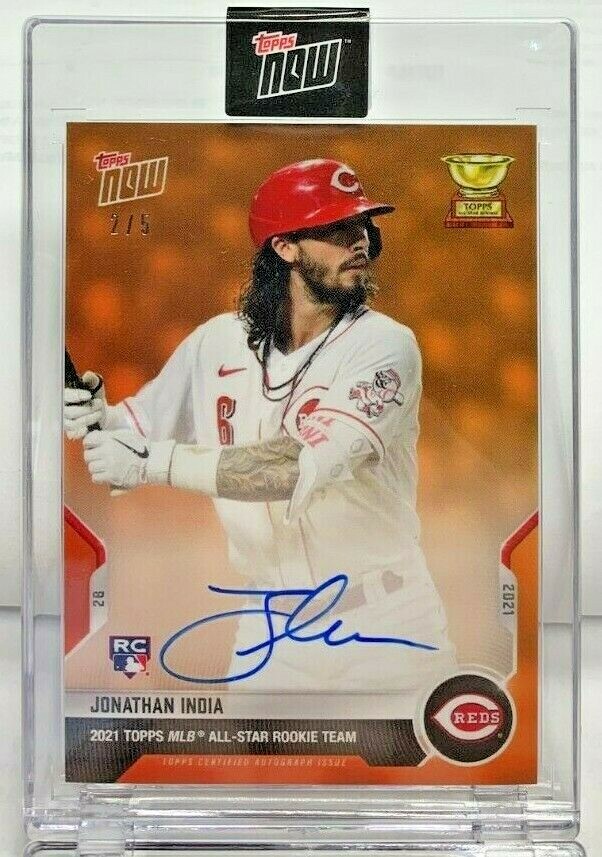 Jonathan India 2021 Topps Now All-Star RC Cup ORANGE Autograph Auto #'d ...