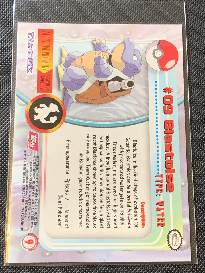 Pokemon Card Blastoise #09 Topps Series 1 TV Animation Edition | eBay