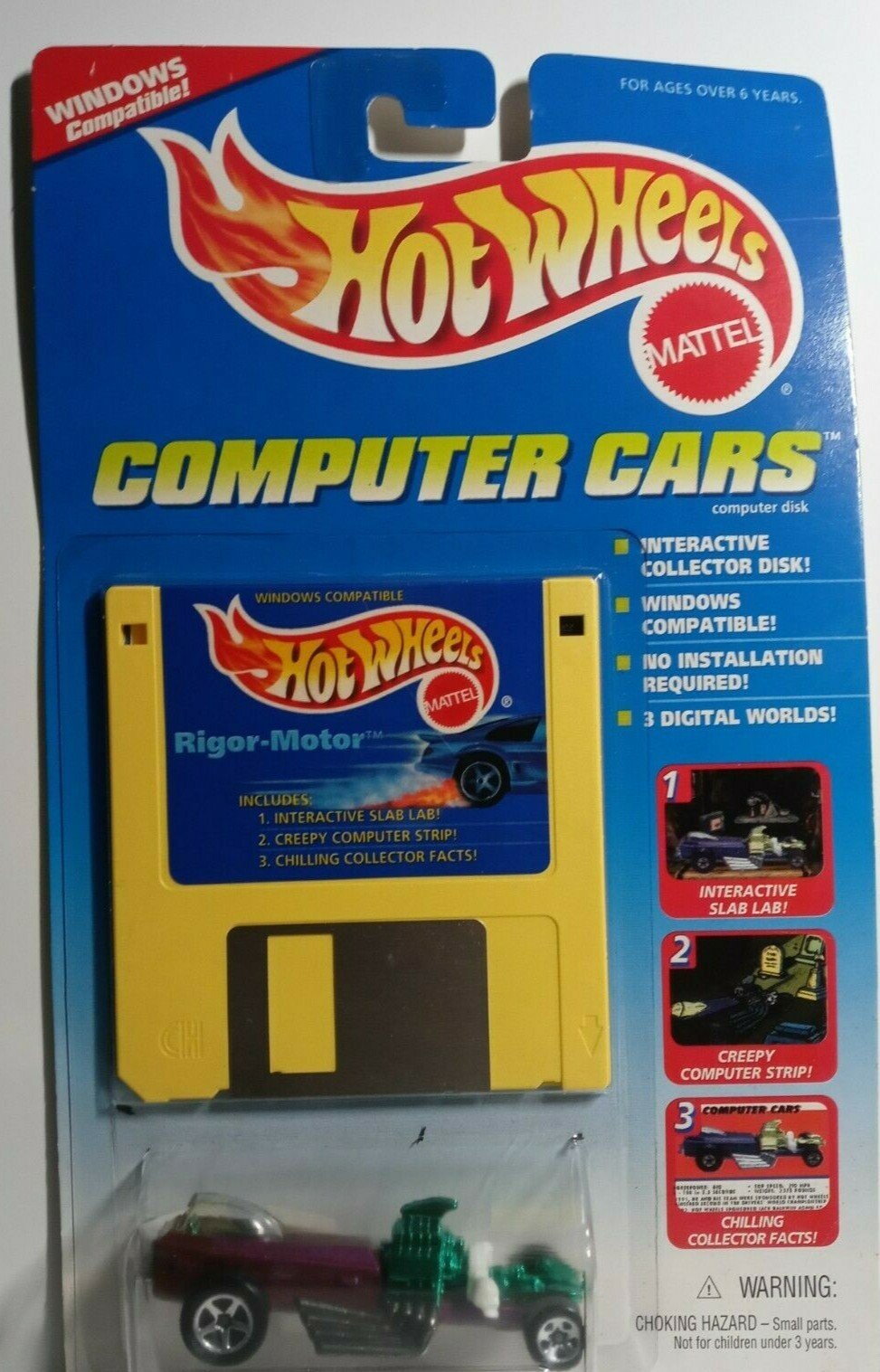 Hot Wheels Computer Cars, "Rigor-Motor"+ Computer Disk, New-Old Stock ...