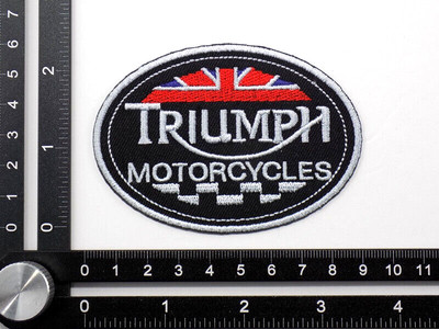 TRIUMPH MOTORCYCLES EMBROIDERED PATCH IRON/SEW ON ~3-3/8" x 2-3/8 ...