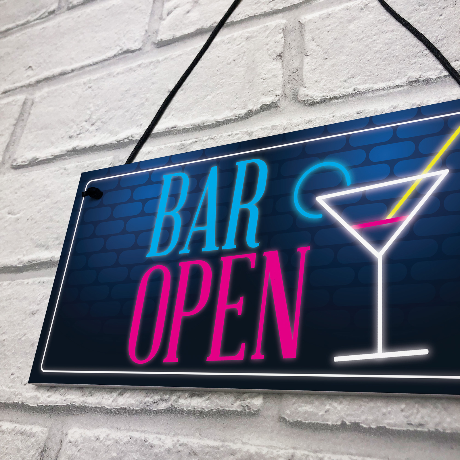 Bar Open Sign NEON EFFECT Home Bar Man Cave Pub Club Window Plaque ...