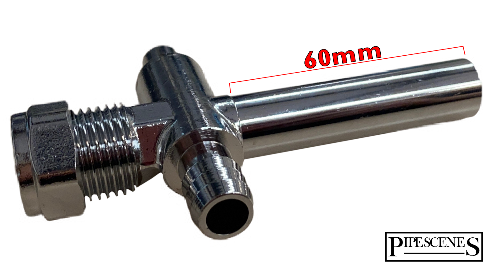 60mm Chrome Radiator Extension Tail - 1/2" TRV - with Drain Off Cock ...