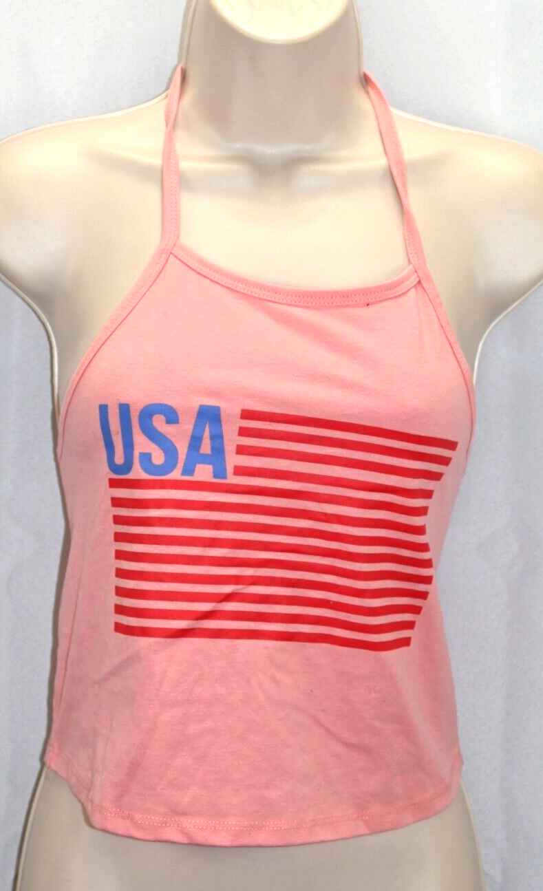 IML Isaac Morris pink cropped halter top Size L NWOT RN#77272 ties at ...