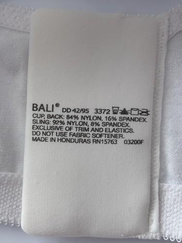 Bali Wireless Classic Support Wireless Bra 3372 White 42DD | eBay