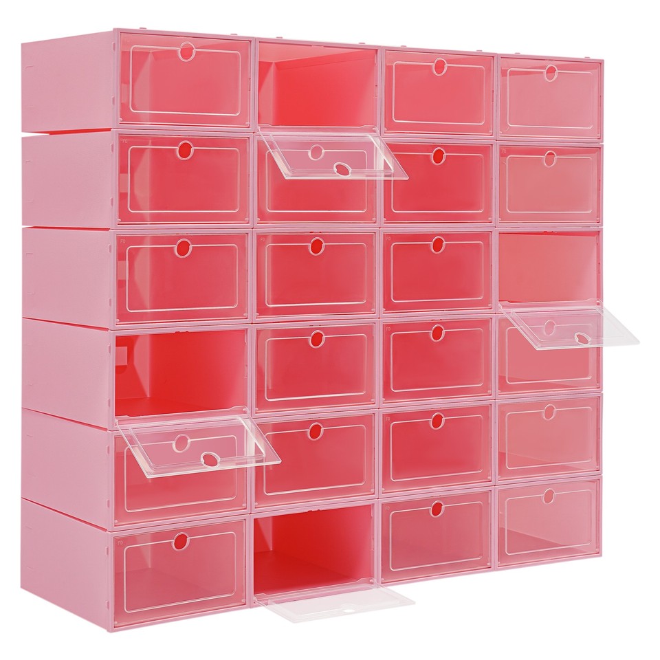 24 Pack Shoe Boxes Shoe Storage Box Stackable Shoe Boxes Shoe Storage ...