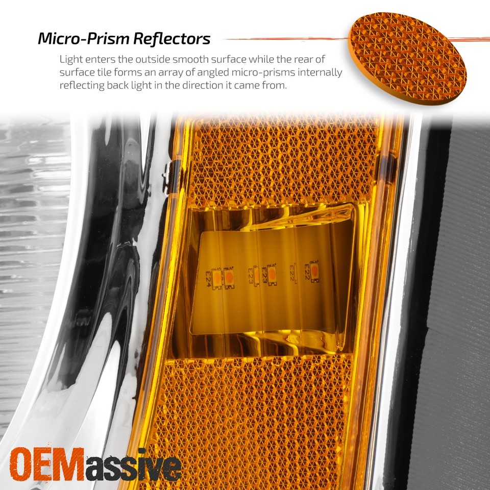 For 2005 2006 2007 Dodge Dakota Chrome Headlights Pair Left+Right w/LED ...