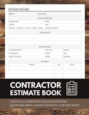 Estimate Book Contractor Business Quote Estimate Notebook - Track 100 ...