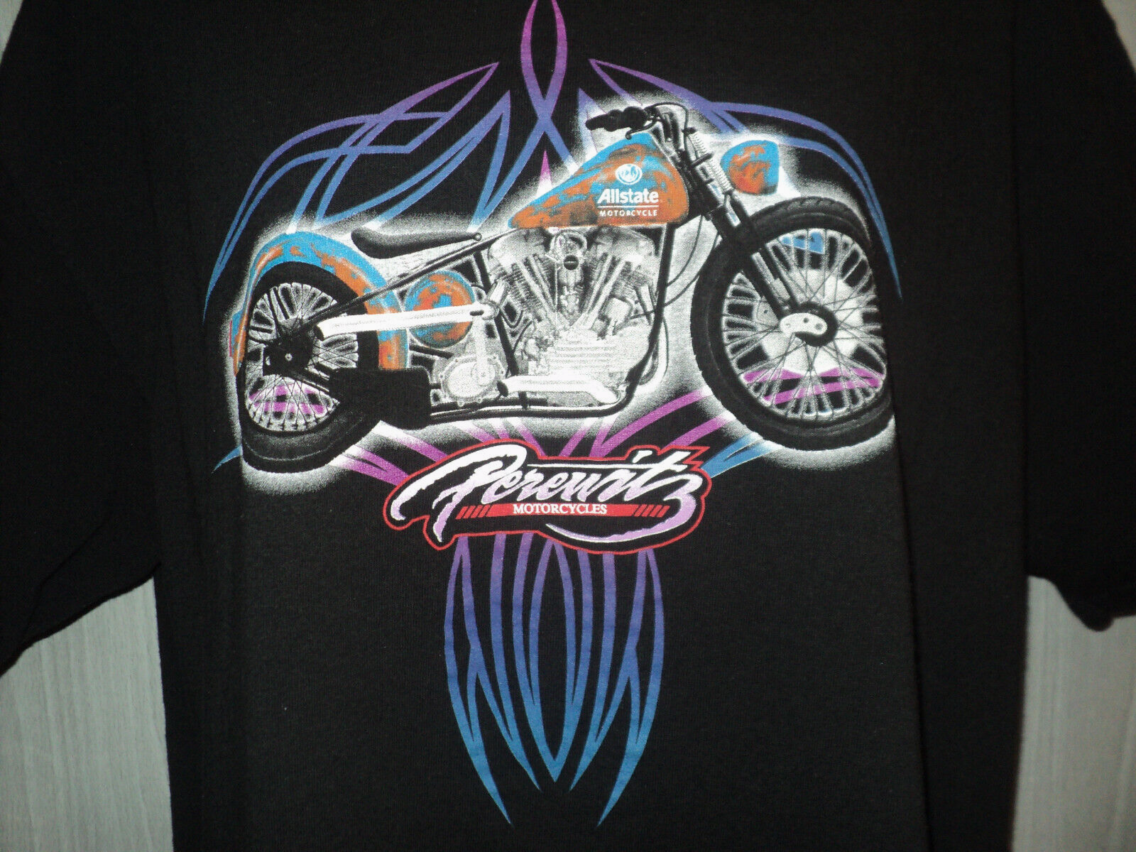 Dave Perewitz T-Shirt Men's Size XL Black Motorcycle Allstate Short ...