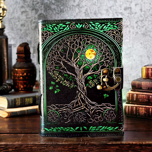 Antique Grimoire Spellbook Journal Charmed Leather Book of Shadows ...