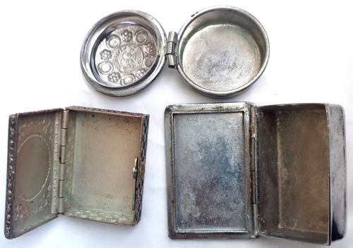 VINTAGE SILVERPLATED PILL SNUFF BOXES WITH MENORAH JERUSALEM VIEW ...