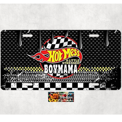 Boy Mama Racing Car Tag Handmade Vehicle Auto License Plate Metal ...