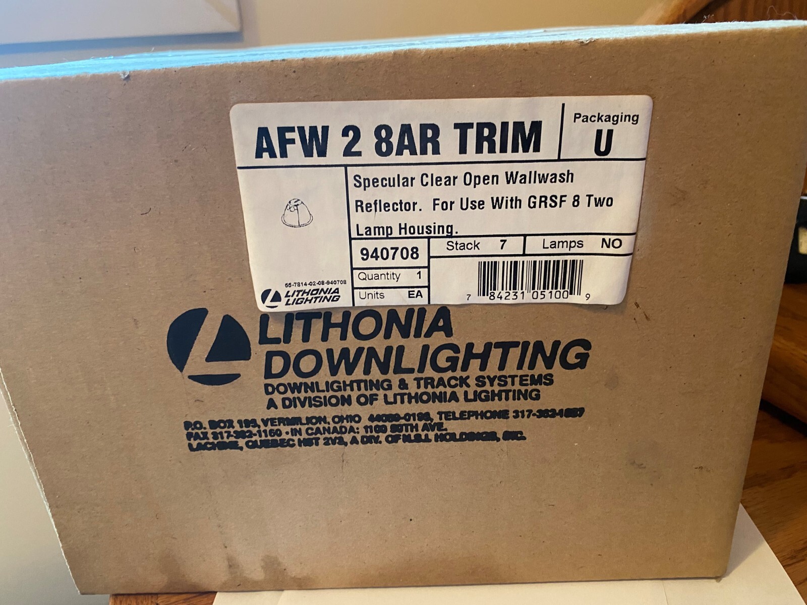 LITHONIA LIGHTING SPECULAR CLEAR OPEN WALLWASH REFLECTORAFW 2 8AR TRIM ...
