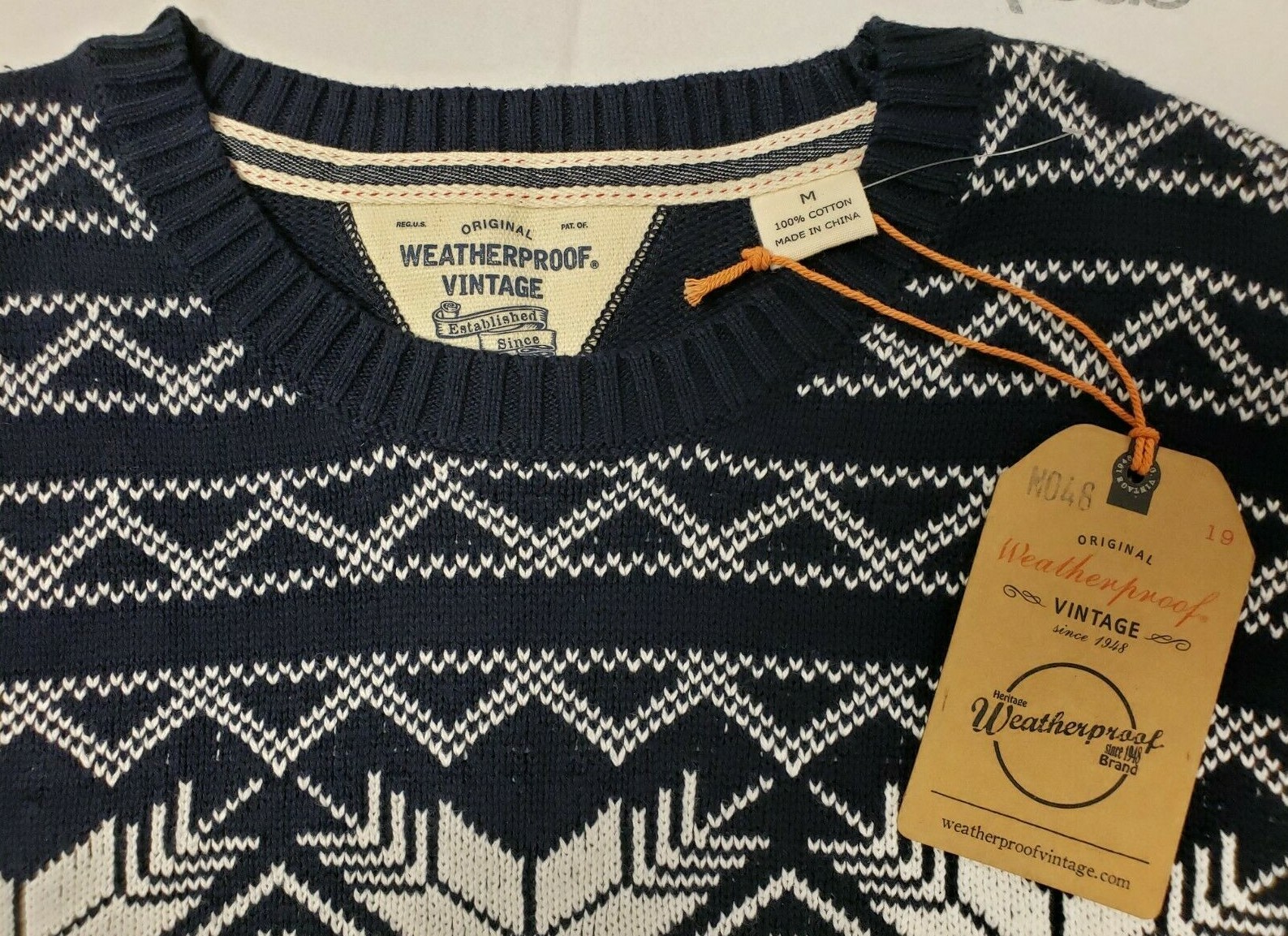 Original Weatherproof Men's Snowflake Pattern Sweater in Navy Sz ...