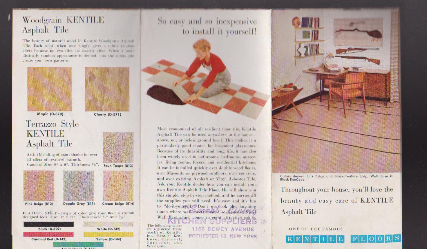 Kentile Asphalt Tile 1961 Brochure Carnival Marbelized Corktone | eBay