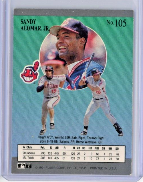 1991 Fleer Ultra #105 Sandy Alomar Jr AUTOGRAPH - Cleveland | eBay