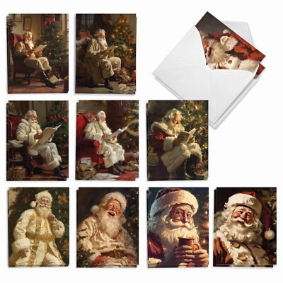 20 Asst'd Christmas Notecards w/ Envelopes(10 Designs 2 Each) Santa At ...