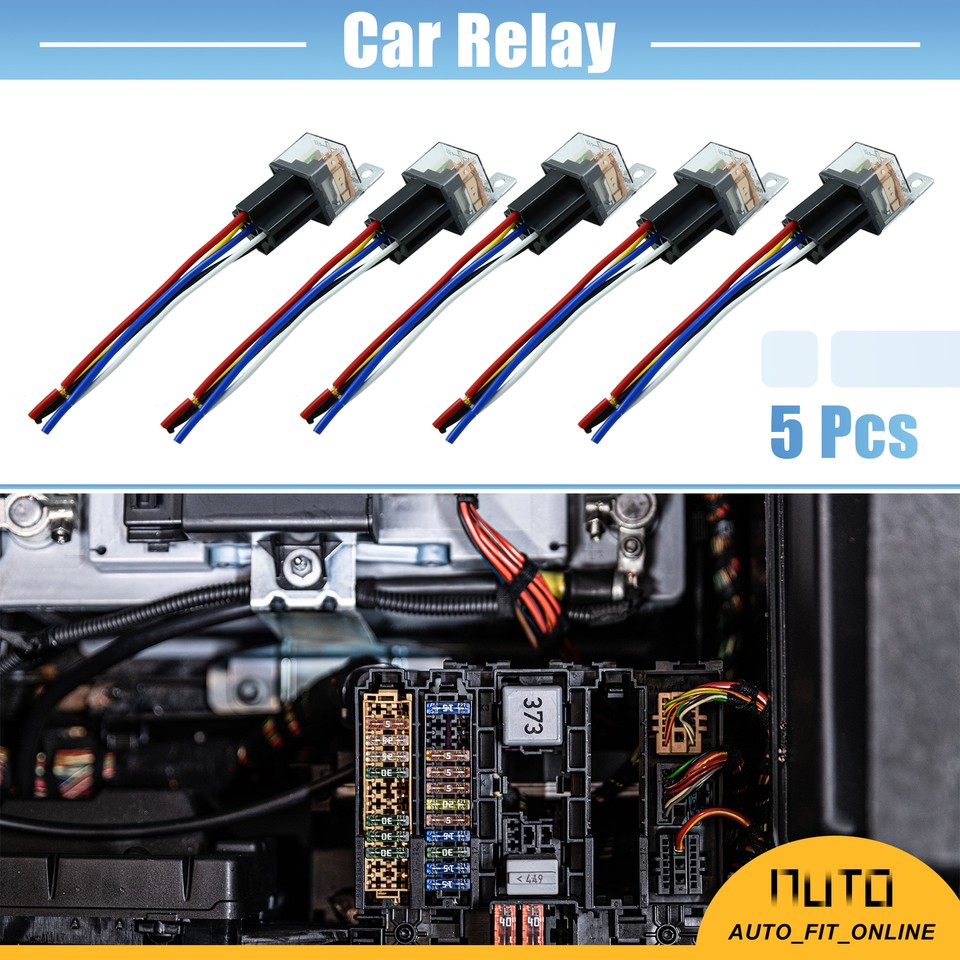 FIVE JD-1914 5 Pin DC 12V 80A Car Fuse Relay Switch Power with Harness ...