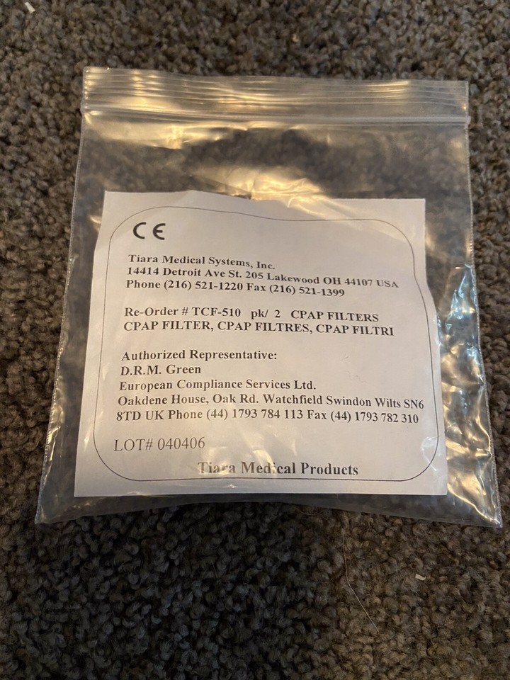 Tiara Medical Systems CPAP Foam Filter 2 Pack TCF-510 New: Sealed In ...