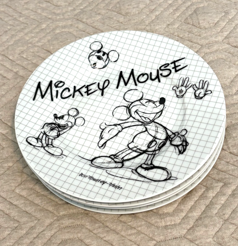 NWT Zrike Disney MICKEY MOUSE Sketch Salad Plates - Set of 4 plates 8 ...