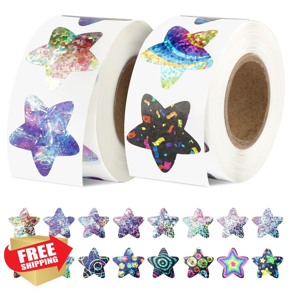 Star Stickers for Kids 1000pc Holographic Reward 1 Inch Rolls | eBay