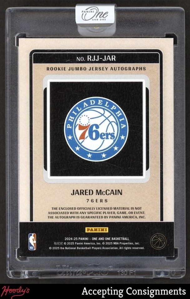 2024-25 Panini One and One Jared McCain RPA Rookie JUMBO PATCH AUTO RC ...