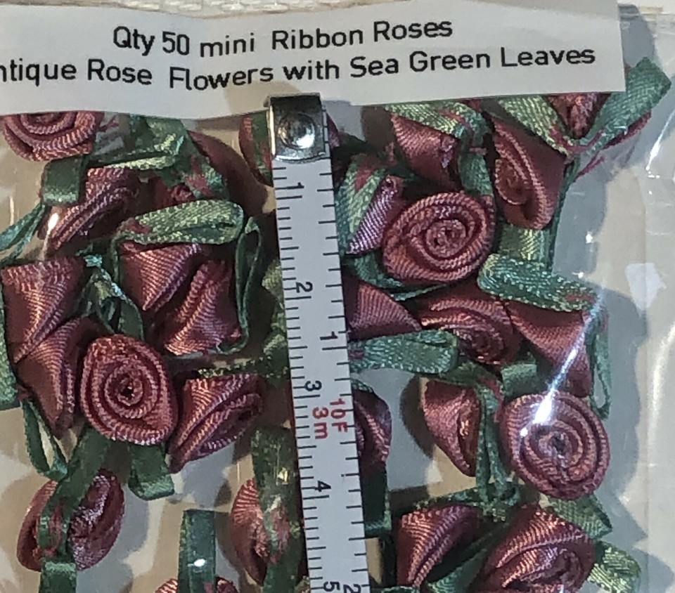 50 SATIN MINI RIBBON ROSES 3/8" Applique Sewing Bow Craft Choose your ...
