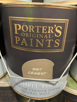 Porter's 4 Litres Wet Cement Eggshell Finish Washable Paint Int/Ext Use ...