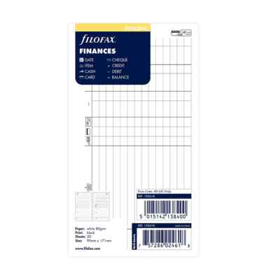Filofax Personal Finances Note Paper Refill Insert 130618 | eBay UK