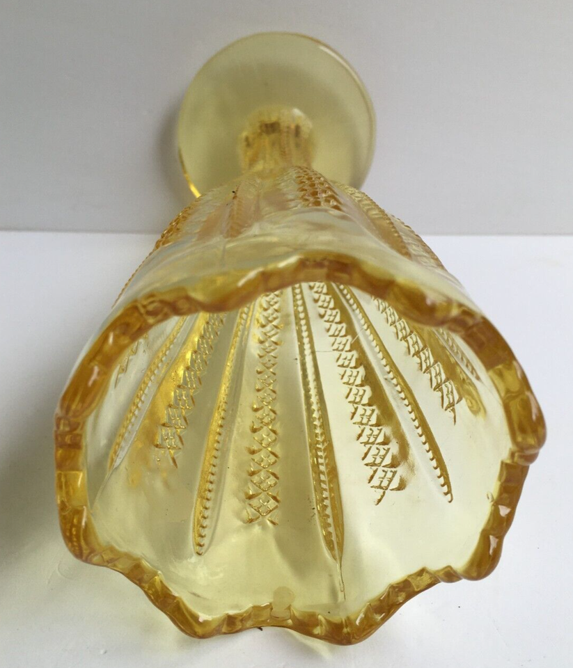 Tiara Glass Yellow Mist Bud Vase Duncan Miller Mardi Gras Mold Diamond ...