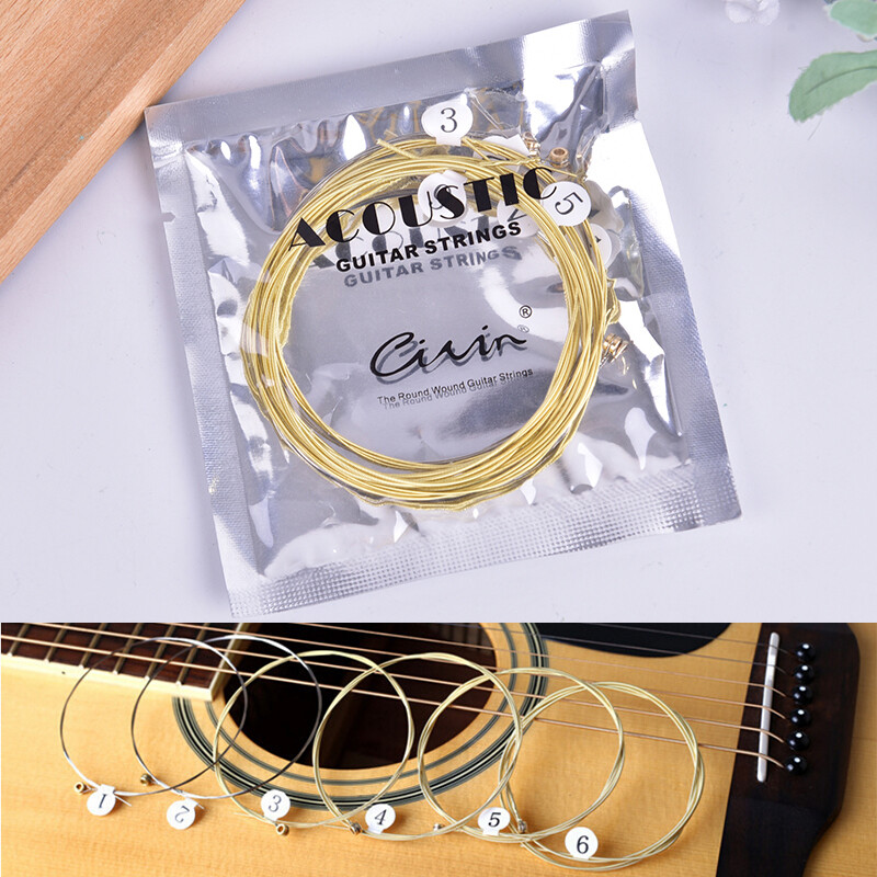 6pcs/set Universal Acoustic Guitar String Brass Hexagonal Steel Core ...
