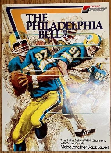 1974 Philadelphia Bell World Football League 16 x 22 Carlings Black ...