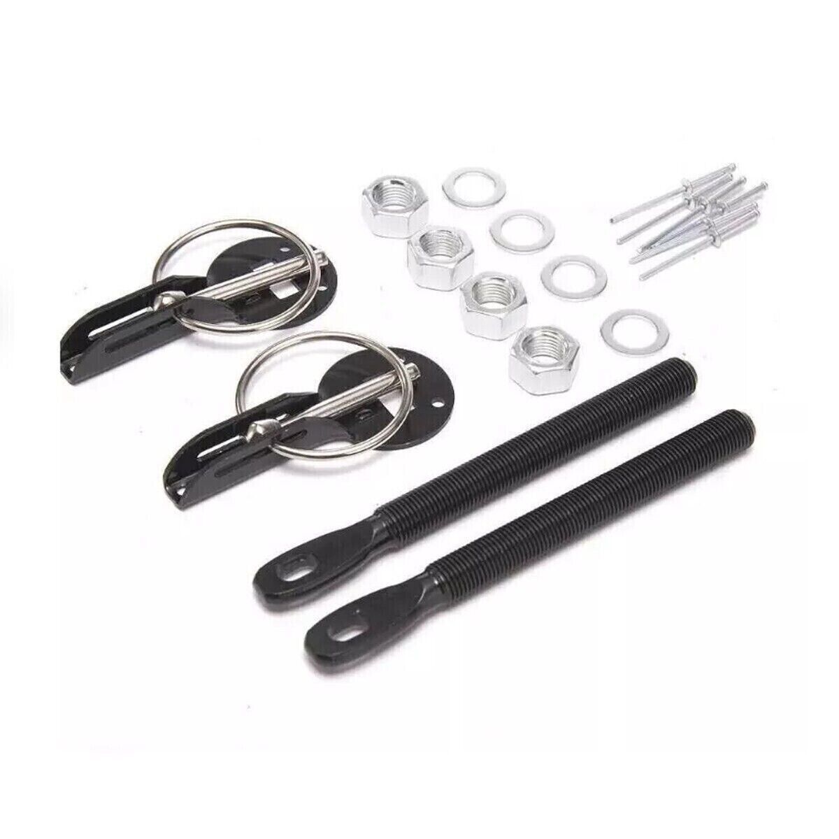 Universal Black Car Flush Hood Mount Bonnet Latch Catch Pin Key Locking ...