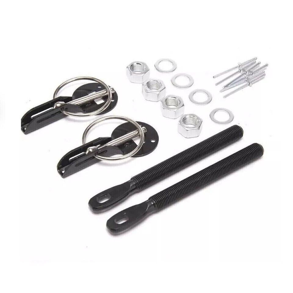 Universal Black Car Flush Hood Mount Bonnet Latch Catch Pin Key Locking ...