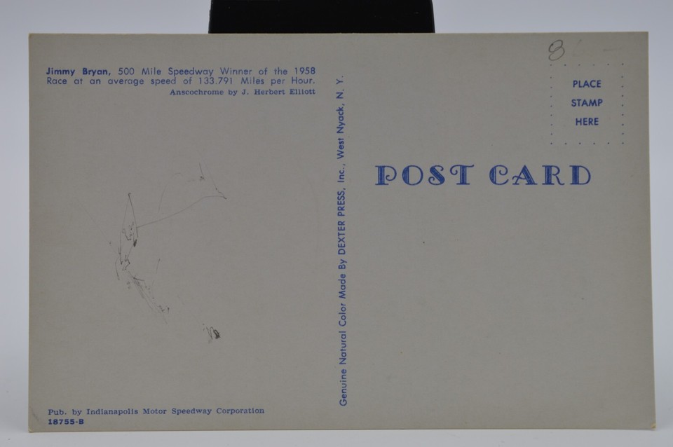 Vintage Jimmy Bryan Postcard - 1958 Indy 500 Winner - Unused - #18755 ...