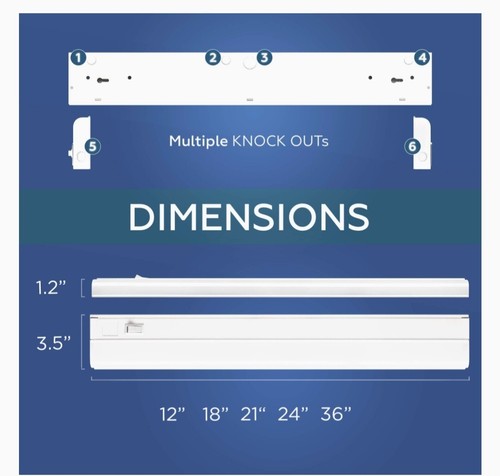 Hardwired LED Under Cabinet Task Lighting - 16 Watt 24" Dimmable CRI 90 ...