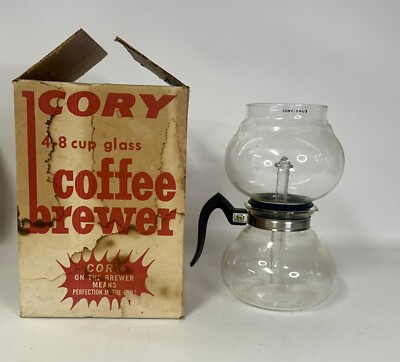 Vintage Cory Vacuum Coffee Brewer Pot 4-8 Cup Filter Rod Original Box ...