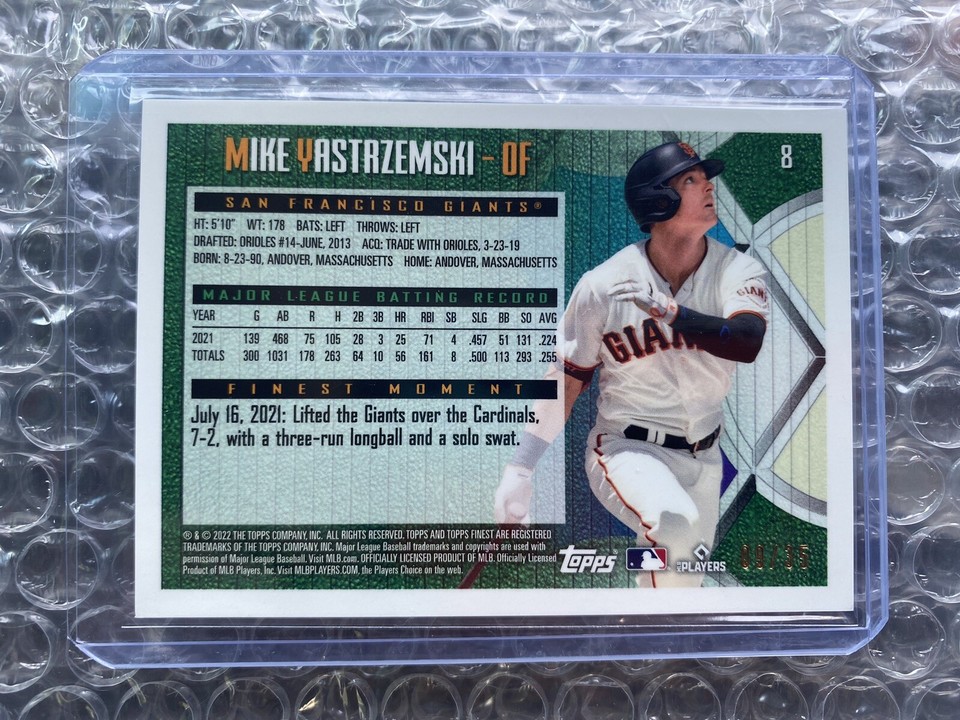 2022 Topps Finest Flashbacks Prism Mike Yastrzemski 09/35 | eBay