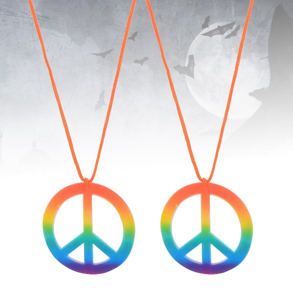 2 Pcs Pendant Necklace Charm Creative Peace Sign Halloween Jewelry ...