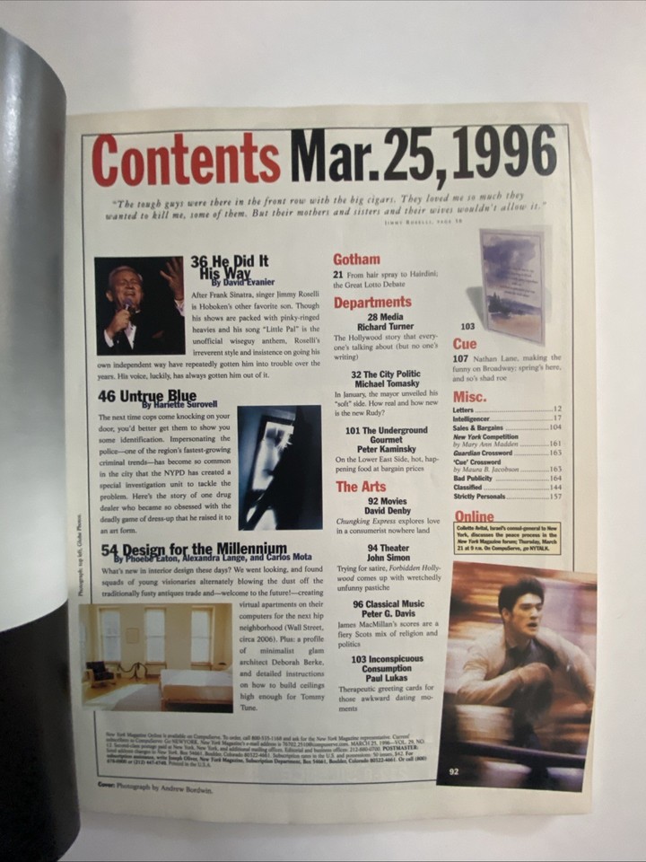 1996 MARCH 25 NEW YORK Mag SMART APARTMENTS. ABC v NBC Crooks Posing As ...