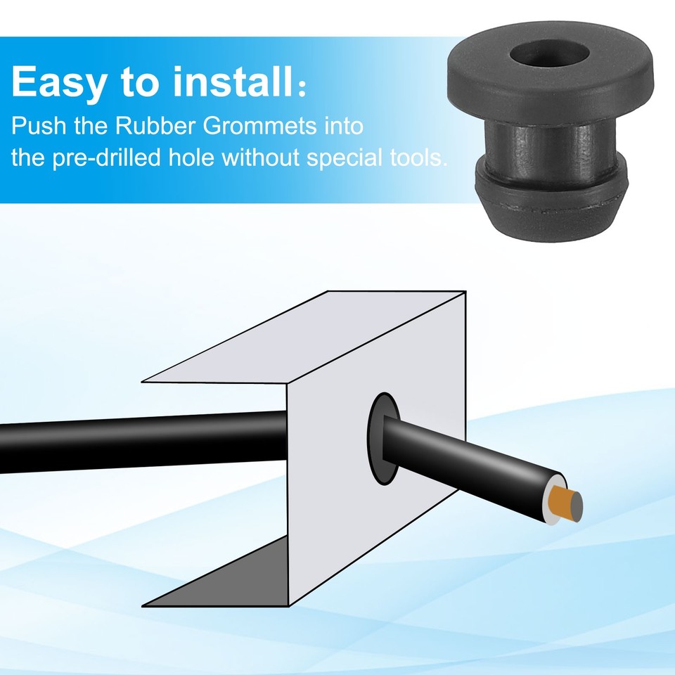 1/4 Inch Rubber Grommets, 15Pcs Top Hat Grommet for Wiring Hole Plugs ...