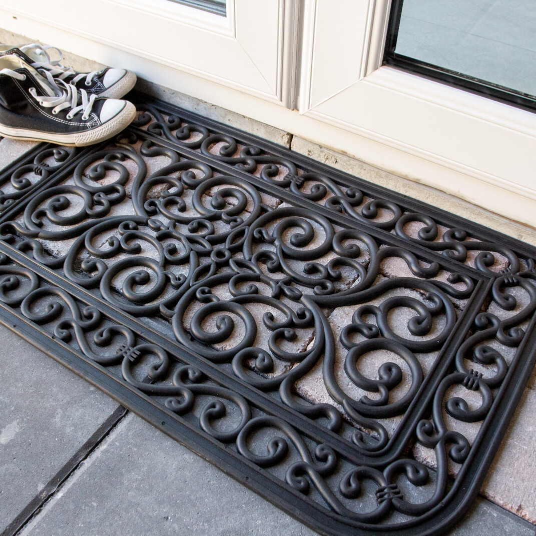 Black Rubber Non Slip Dootmats Mud Catcher Outdoor Mat Heavy Duty ...