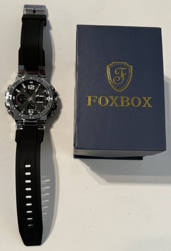 Men’s Watch, Foxbox, Dual Display Quartz, Silver/ Black, Open Box Cond ...