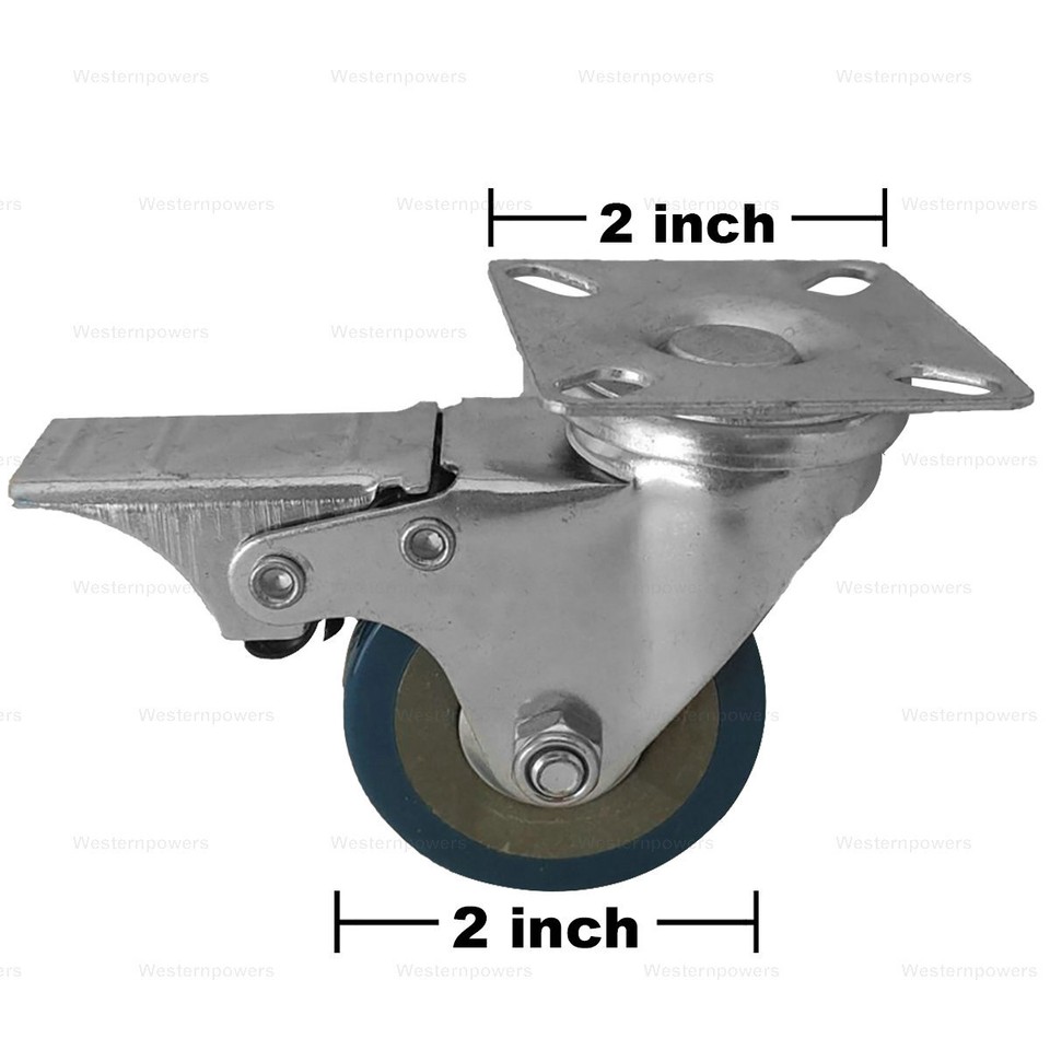4 Pack 2'' Heavy Duty Swivel Wheel PVC Plate Caster Wheels with Lock ...