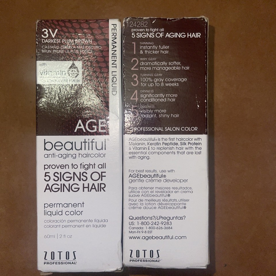 Zotos AGEBeautiful Permanent Anti Age Hair Color 3V Darkest Plum Br. 2 ...