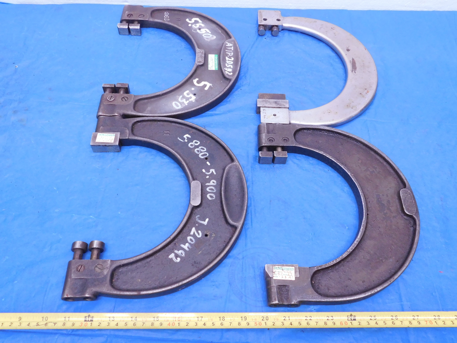 4PC LOT OF ADJUSTABLE SNAP GAGES SIZES INCLUDING 5 11/16" - 6 1/8 ...